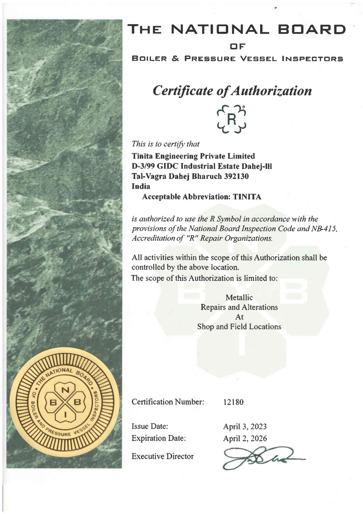 Quality Certifications | Tinita Engineering Pvt. Ltd.